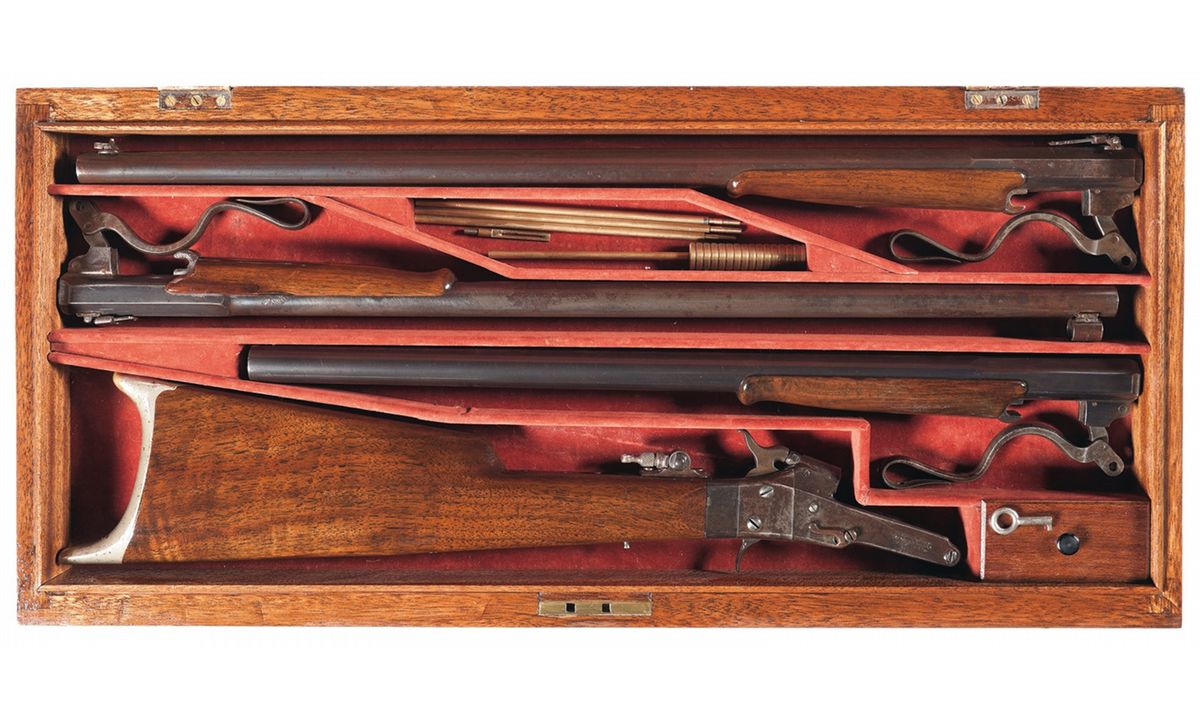 Custom Cased Three Barrel Set Maynard Patent Model 1882 Single Shot ...