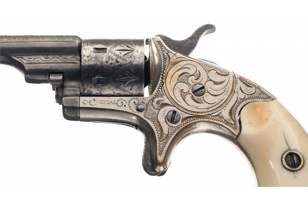 Engraved Colt Open Top Pocket Revolver with Ivory Grips
