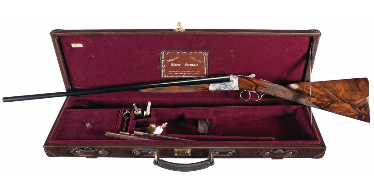 Engraved Libero Ferraglio Side by Side 28 Gauge Hammerless Shotgun with ...