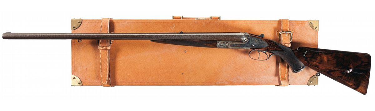 Magnificent Engraved Stephen Grant Side Lock Double Barrel Rifle in 500 ...