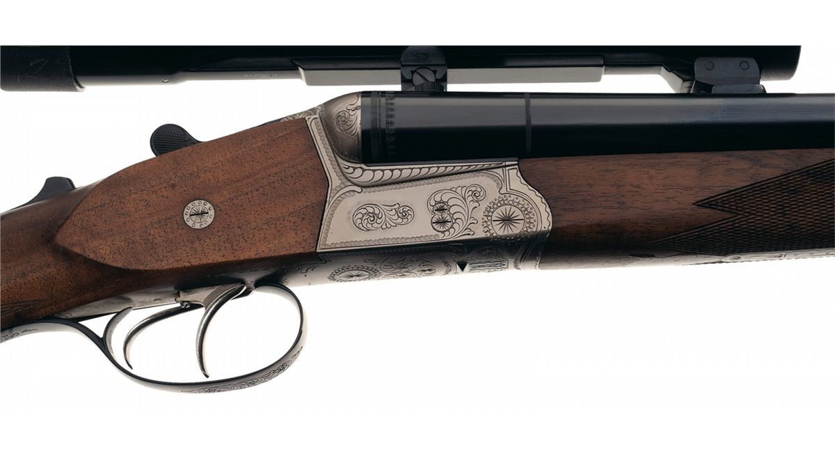 Outstanding Engraved Krieghoff Trumpf Drilling with Scope and Case