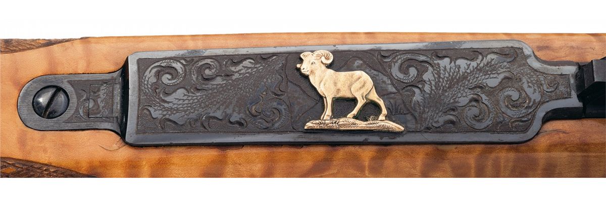 Factory Engraved and Gold Inlaid Weatherby Crown Grade Mark V Bolt ...