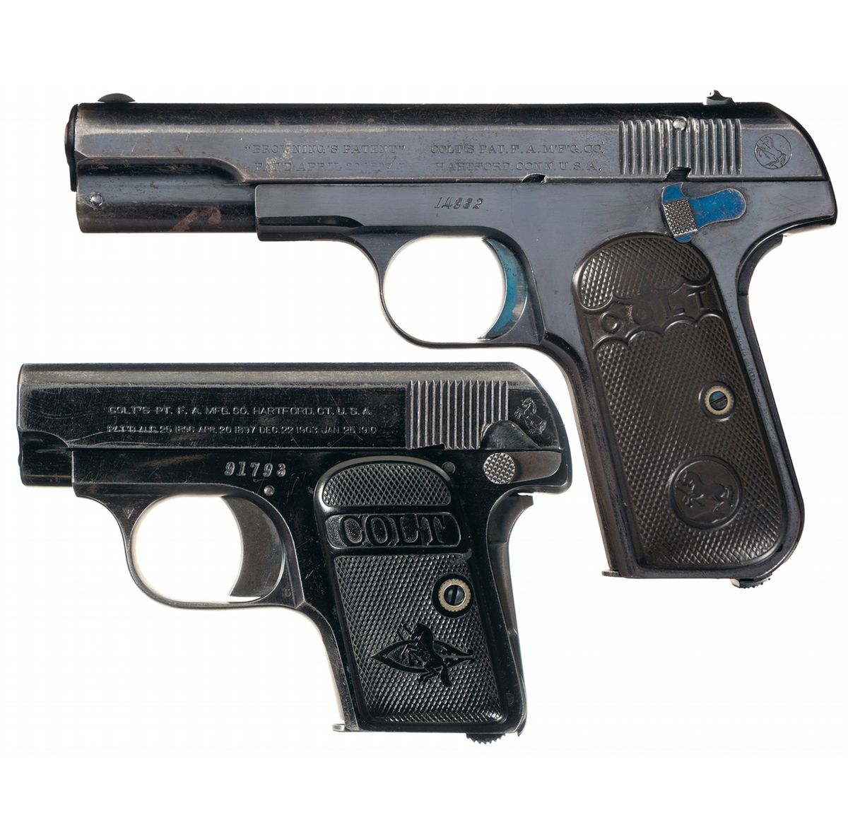 Collector's Lot of Two Colt Hammerless Semi-Automatic Pistols