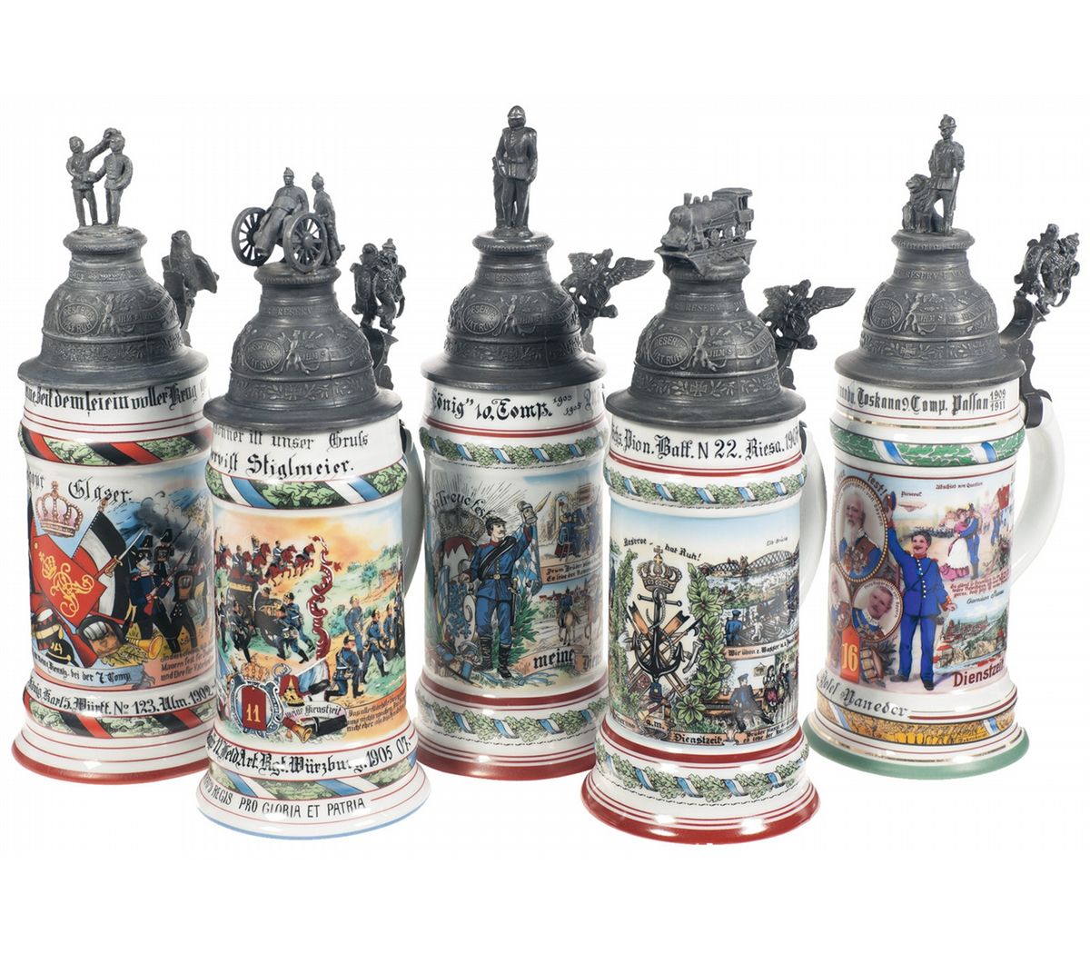 German Porcelain & Metal Steins