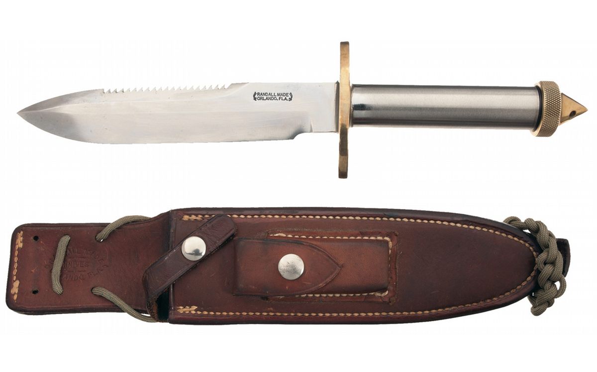 Randall Model 18 Attack and Survival Knife with Sheath and Survival Tools