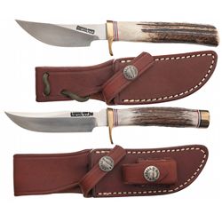 Two Randall Stag Handle Knives with Sheaths