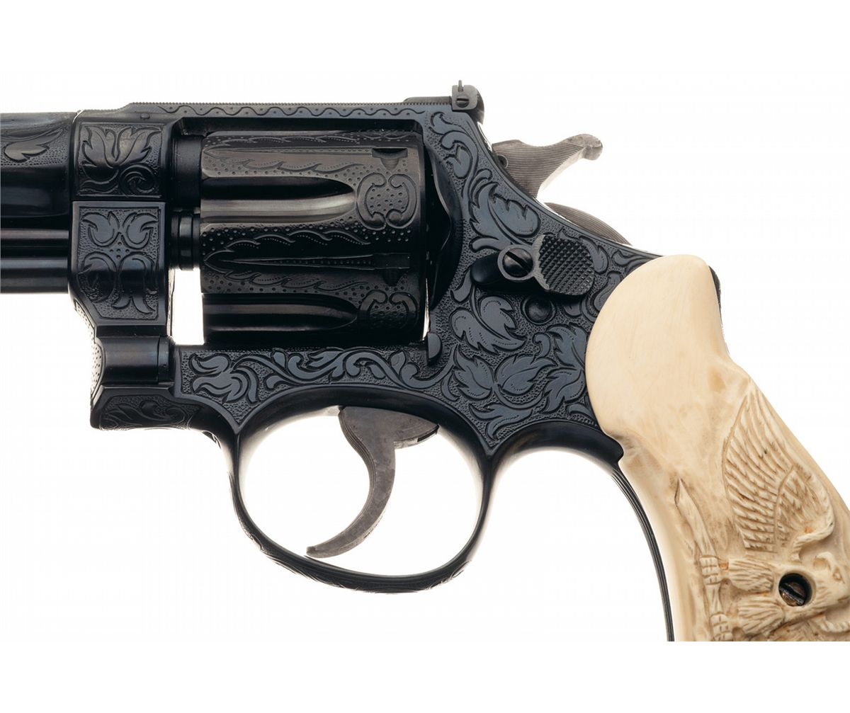 Cased Custom Engraved Smith & Wesson 357 Registered Magnum Double ...