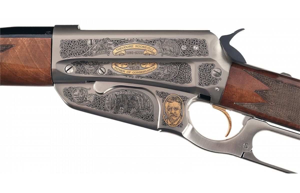 Engraved and Gold Highlighted Winchester Model 1895 Teddy Roosevelt ...