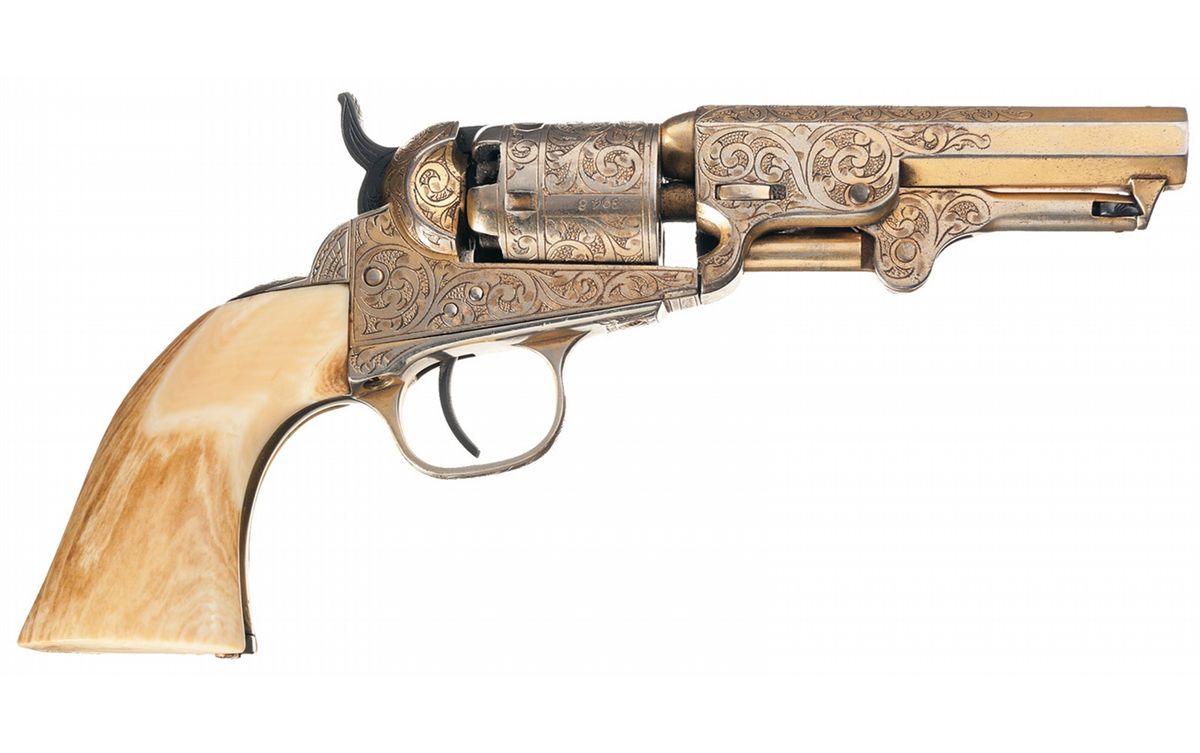 Custom Engraved Gold Colt Model 1849 Percussion Pocket Revolver with ...