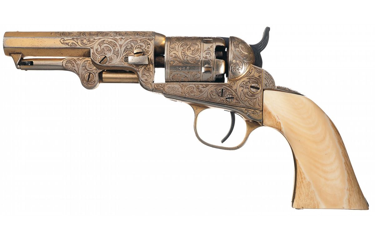 Custom Engraved Gold Colt Model 1849 Percussion Pocket Revolver with ...