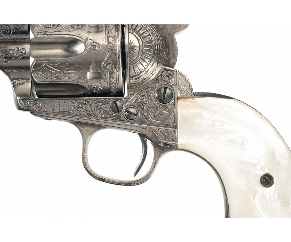 Excellent Engraved Antique Colt Single Action Revolver with Steer Head ...