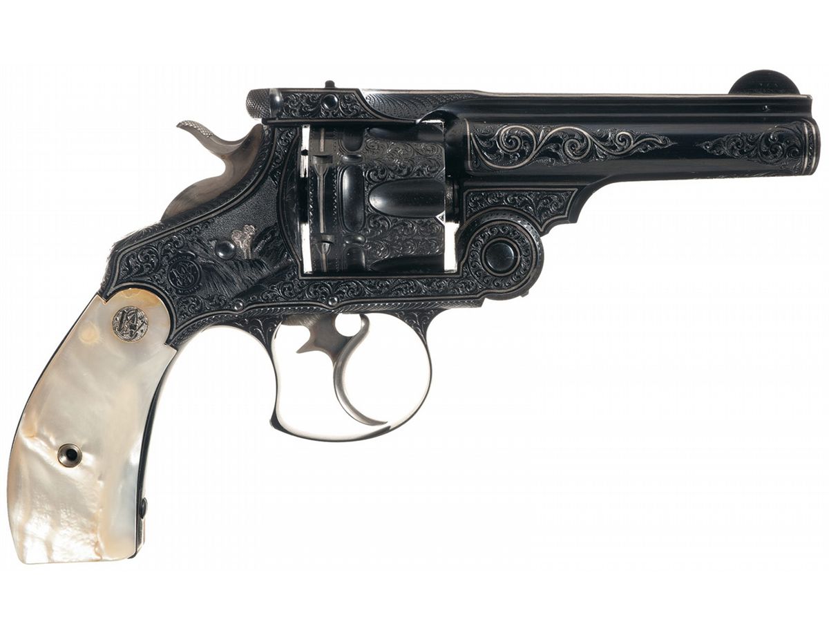 Master Engraved Silver Inlaid Smith & Wesson 44 Double Action Frontier ...