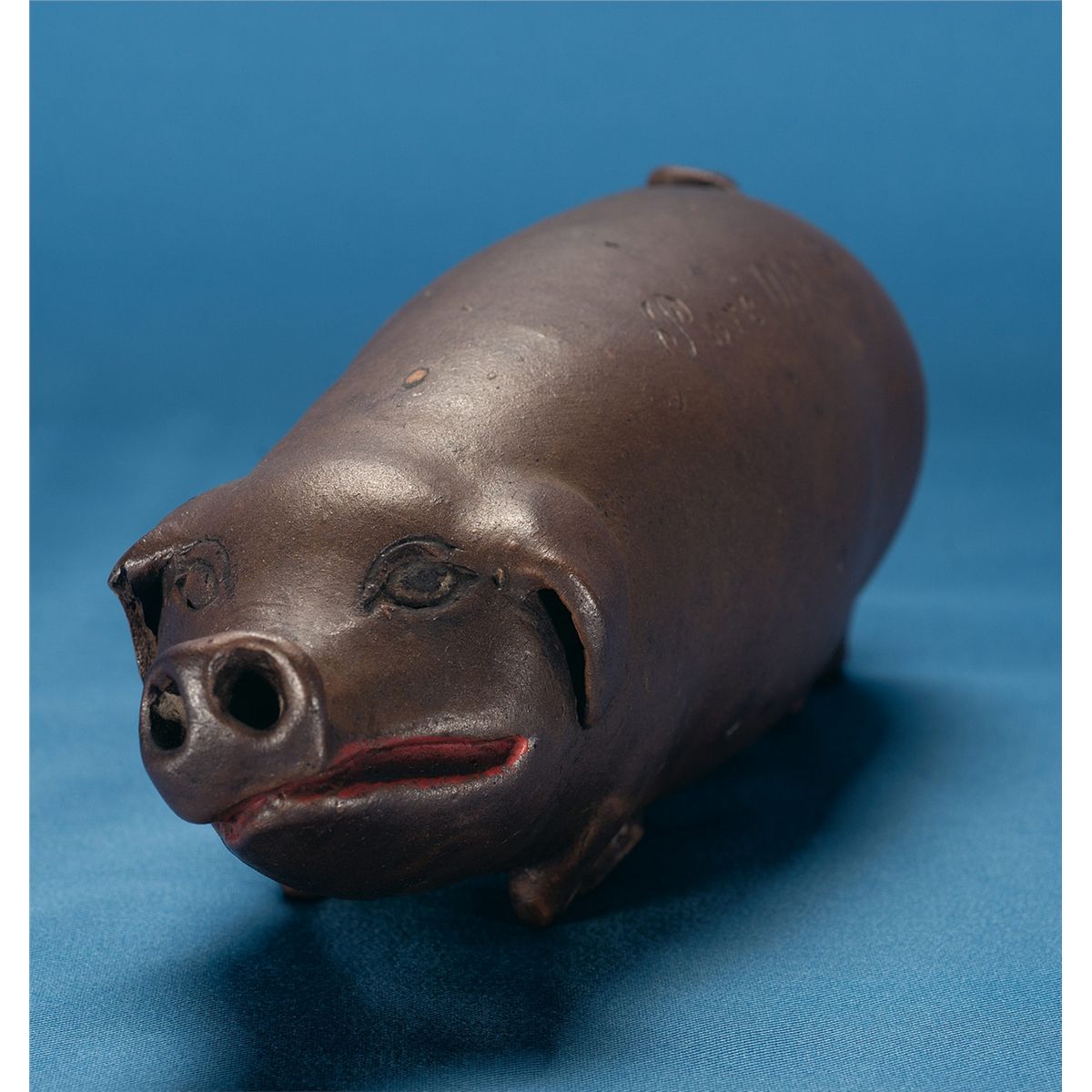 Early Anna Pottery Old Bourbon Hog flask