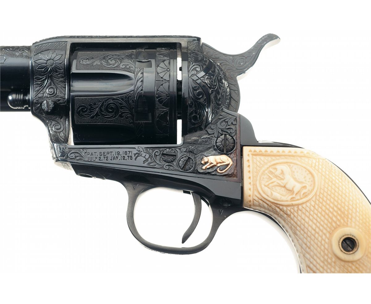 Custom Engraved Gold Inlaid Colt Single Action Army Revolver with ...