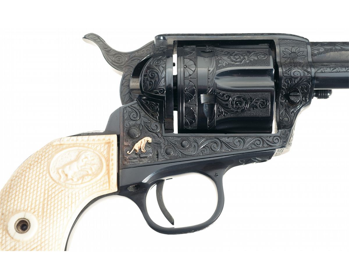 Custom Engraved Gold Inlaid Colt Single Action Army Revolver with ...