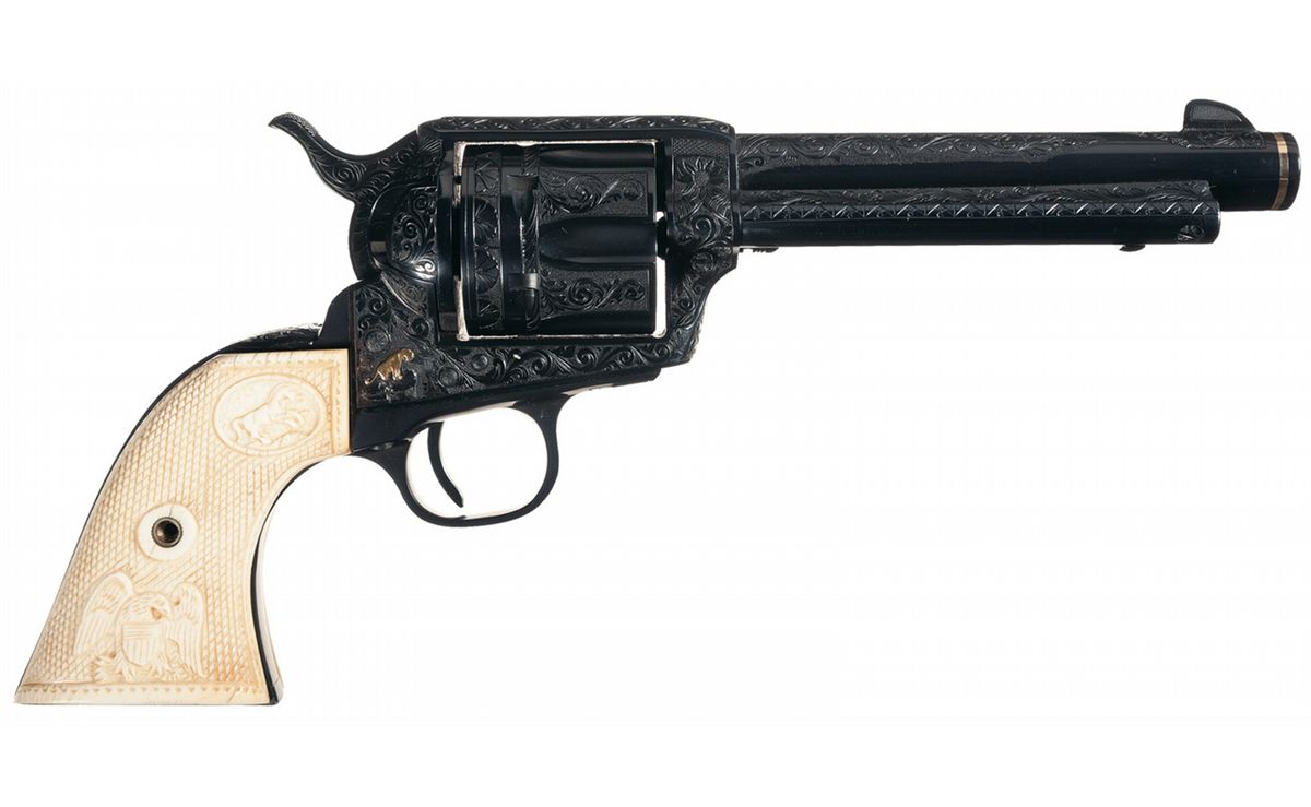 Custom Engraved Gold Inlaid Colt Single Action Army Revolver with ...