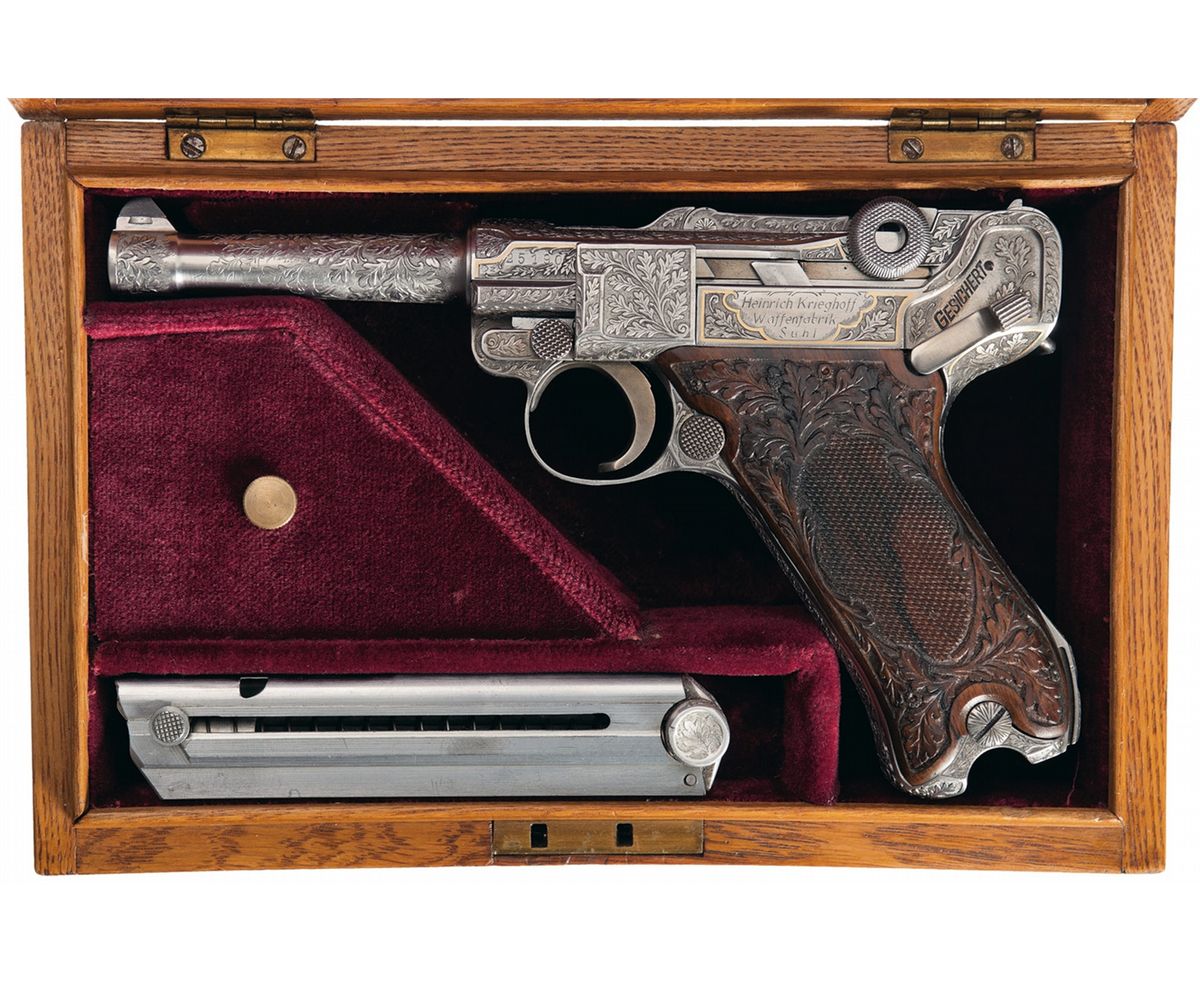 Exhibition Cased Quality Engraved Gold Inlaid Krieghoff Presentation ...