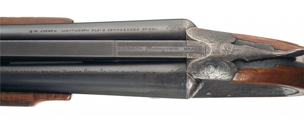 Scarce Engraved L.C. Smith Hunter Arms Monogram Grade Side Lock Double ...