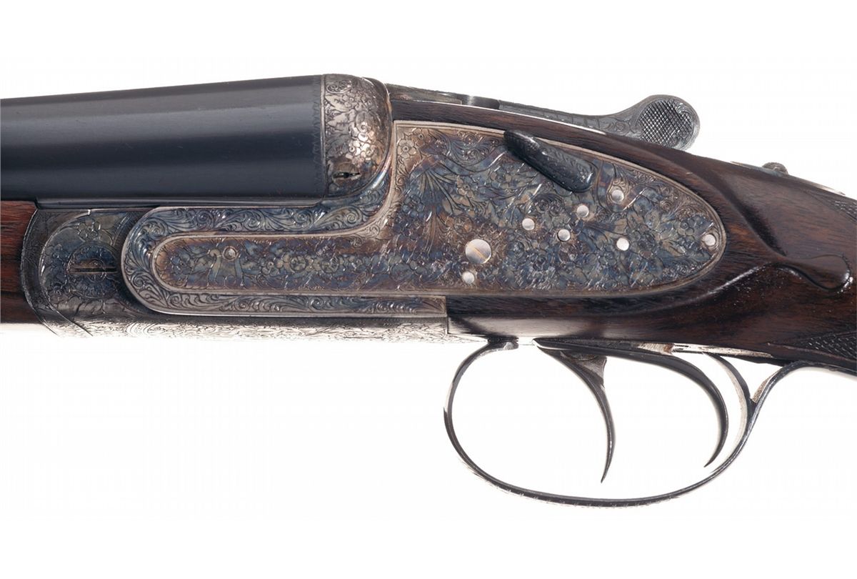 Engraved AYA Model XXV Side Lock Double Barrel Shotgun with Mutton Case