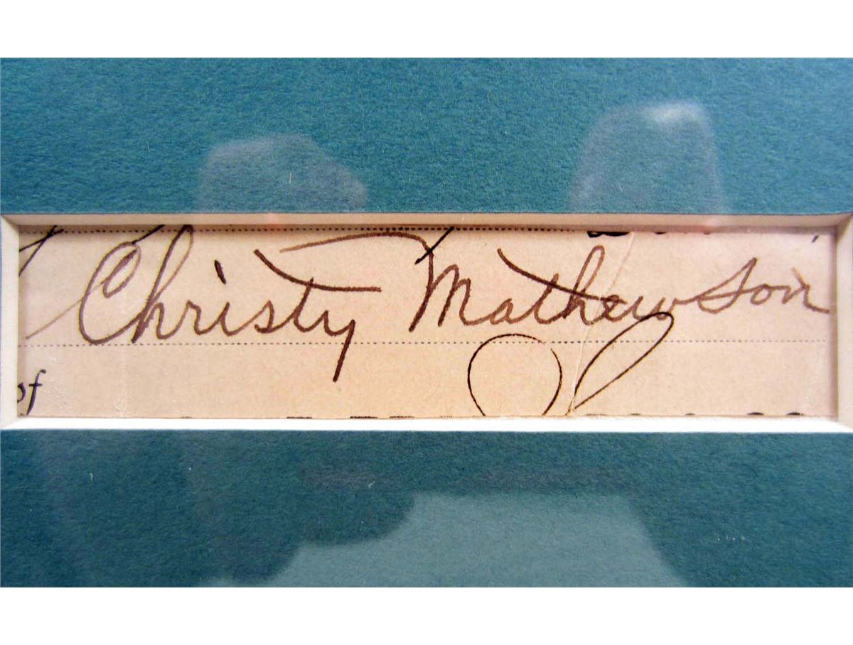 CHRISTY MATHEWSON CUT SIGNATURE W/ PICTURE - FRAMED W/ COA