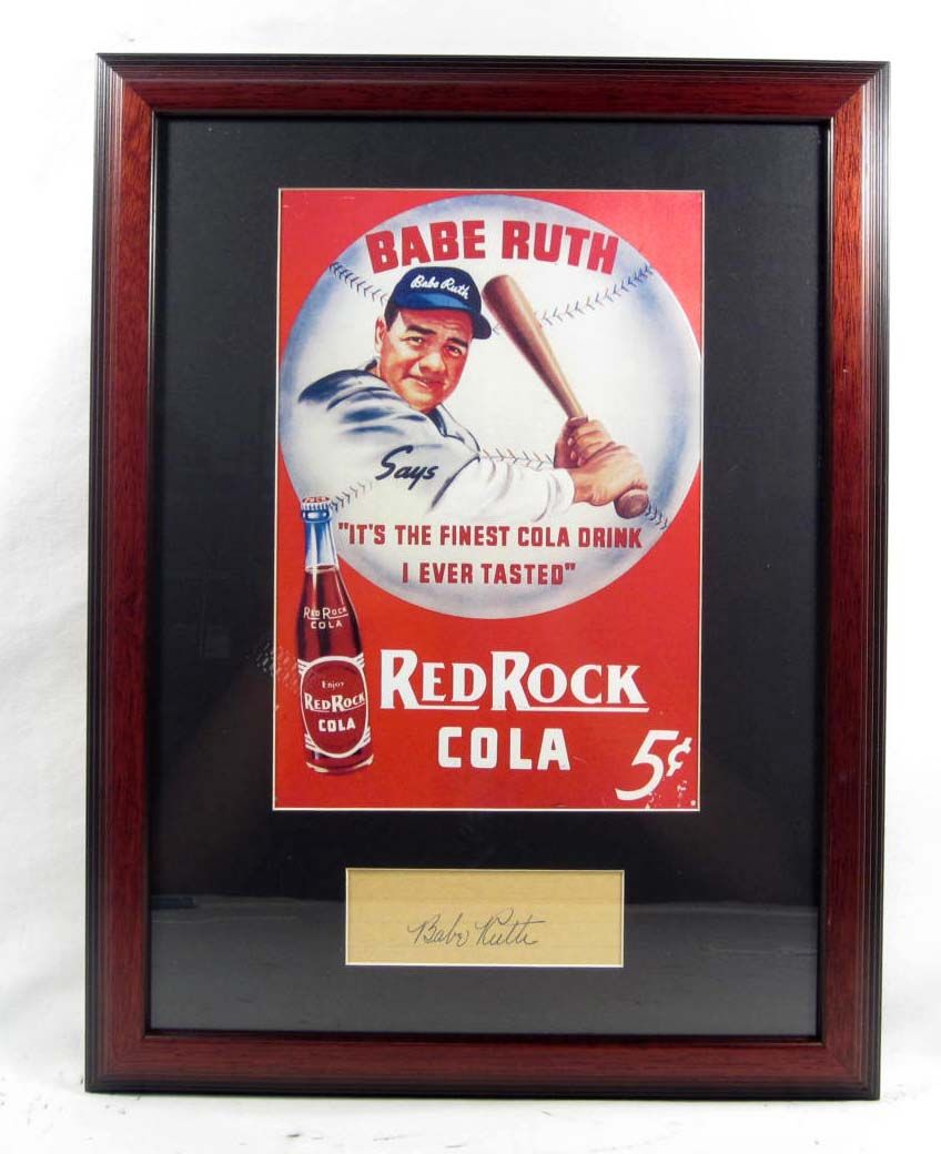 BABE RUTH CUT SIGNATURE W/ PICTURE - FRAMED W/ COA