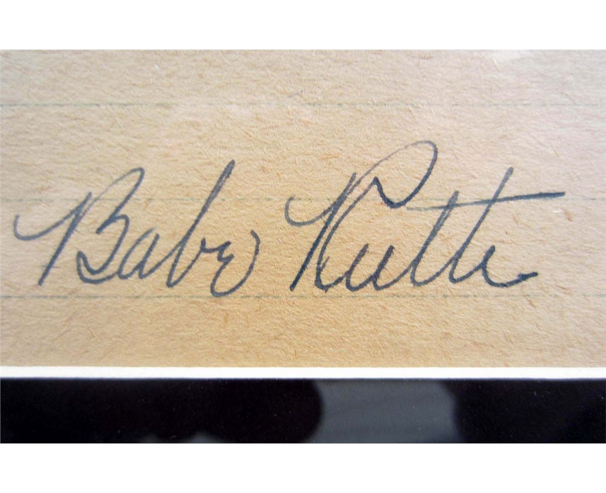 BABE RUTH CUT SIGNATURE W/ PICTURE - FRAMED W/ COA