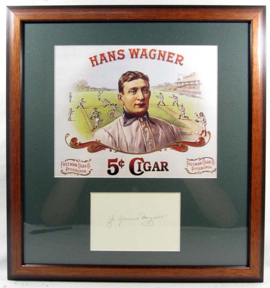 HONUS WAGNER CUT SIGNATURE W/ PICTURE - FRAMED W/ COA