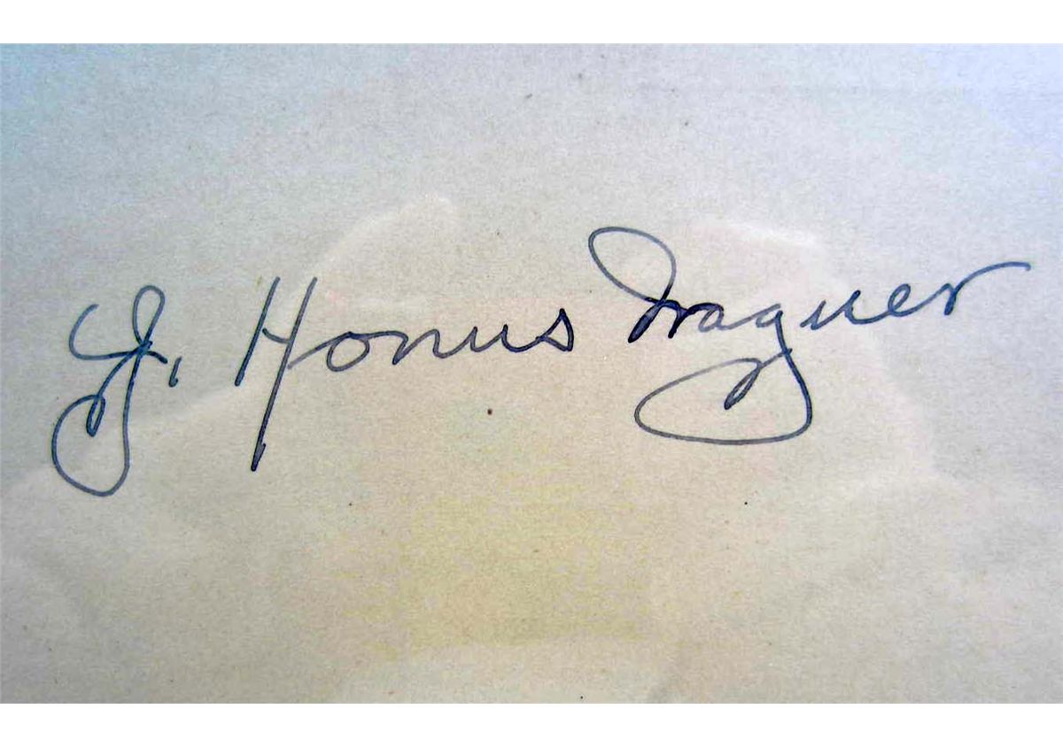 HONUS WAGNER CUT SIGNATURE W/ PICTURE - FRAMED W/ COA