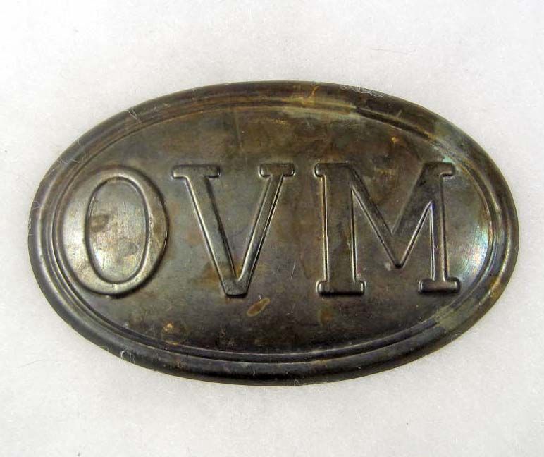 US CIVIL WAR UNION OHIO VOLUNTEER MILITIA OVM CARTRIDGE BOX PLATE