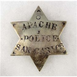 OLD WEST APACHE POLICE SAN CARLOS COWBOY ERA LAW BADGE