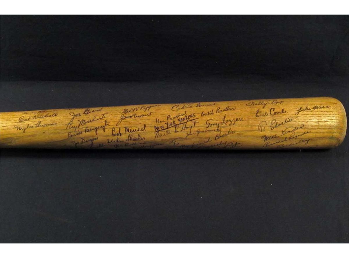 BABE RUTH SIGNED BASEBALL BAT ALONG W/ APPROX. 40 ADDITIONAL SIGNATURES