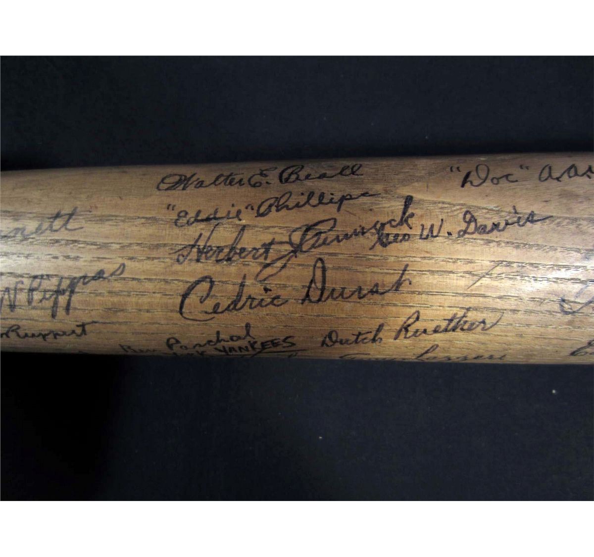 BABE RUTH SIGNED BASEBALL BAT ALONG W/ APPROX. 40 ADDITIONAL SIGNATURES