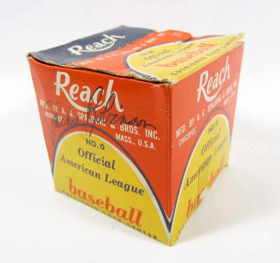 VINTAGE REACH BASEBALL BOX SIGNED BY ROBINSON W/ COA