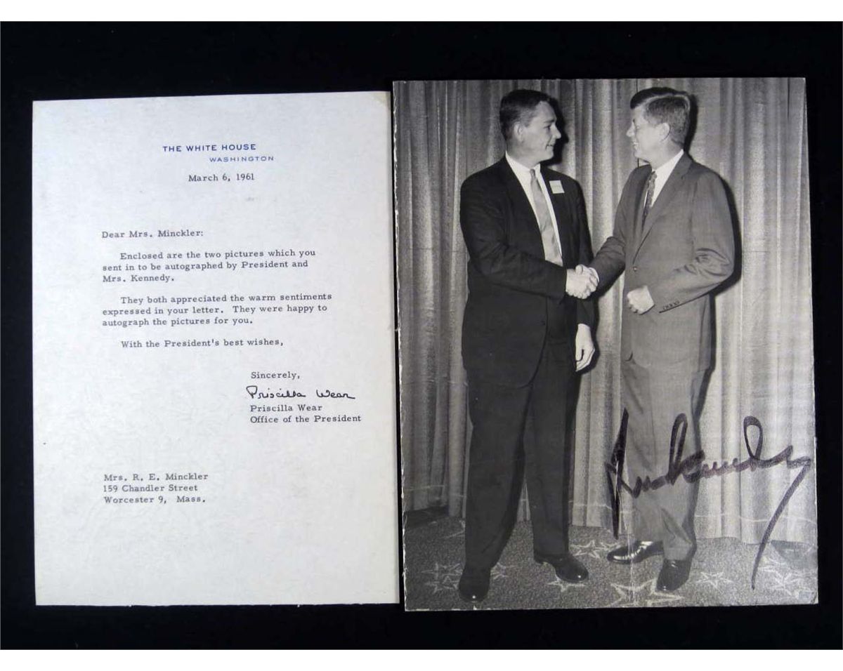 PRESIDENT KENNEDY SIGNED PHOTO AND LETTER