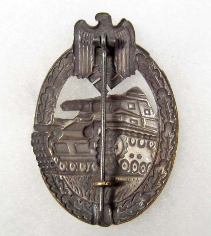 GERMAN NAZI ARMY BRONZE PANZER GRENADIER TANK ASSAULT BADGE