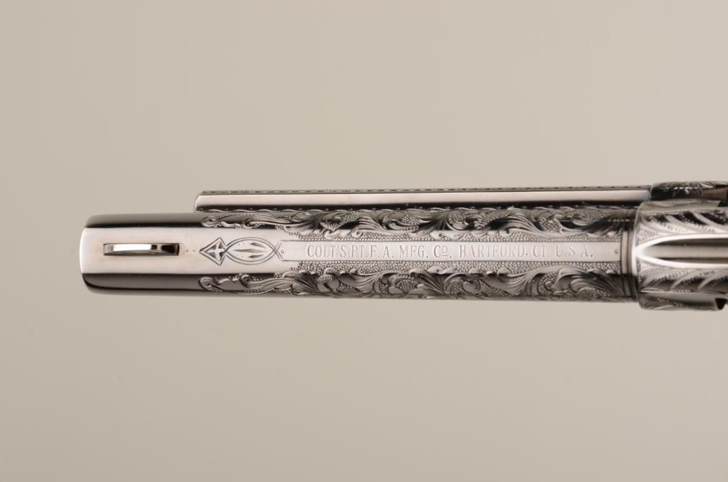 John J. Adams, Sr. engraved Colt SAA revolver, .45 cal., 5-1/2” barrel ...