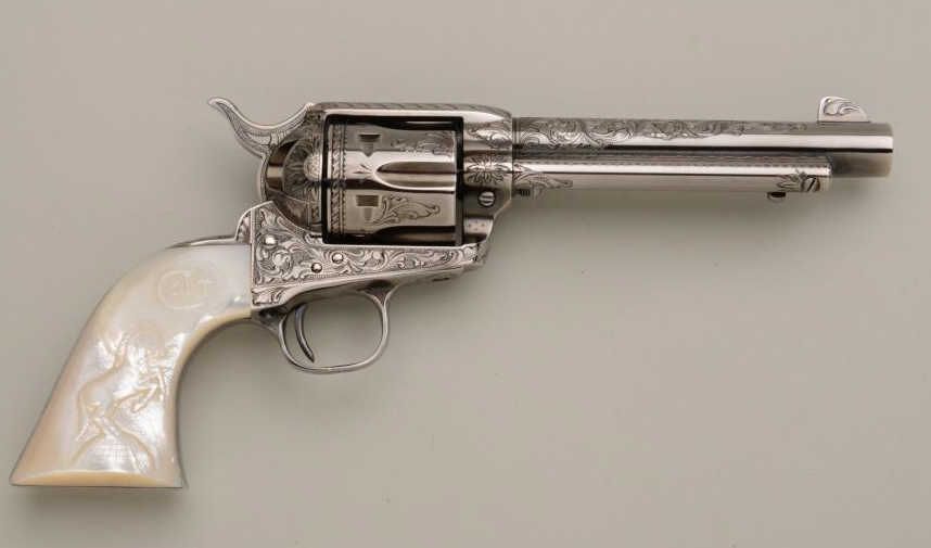 John J. Adams, Sr. engraved Colt SAA revolver, .45 cal., 5-1/2” barrel ...