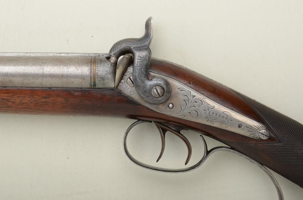 J.P. Moore & Co. of London SxS percussion exposed hammers shotgun, 12 ...