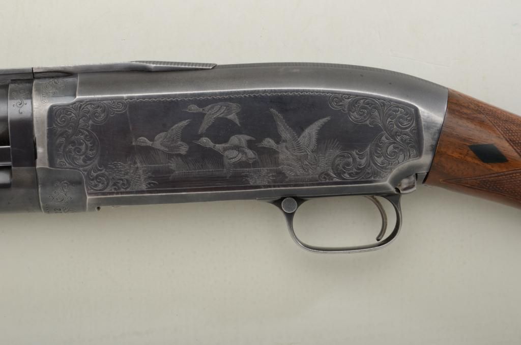 Winchester model 12, 12ga pump-action shotgun, factory engraved, 30 ...