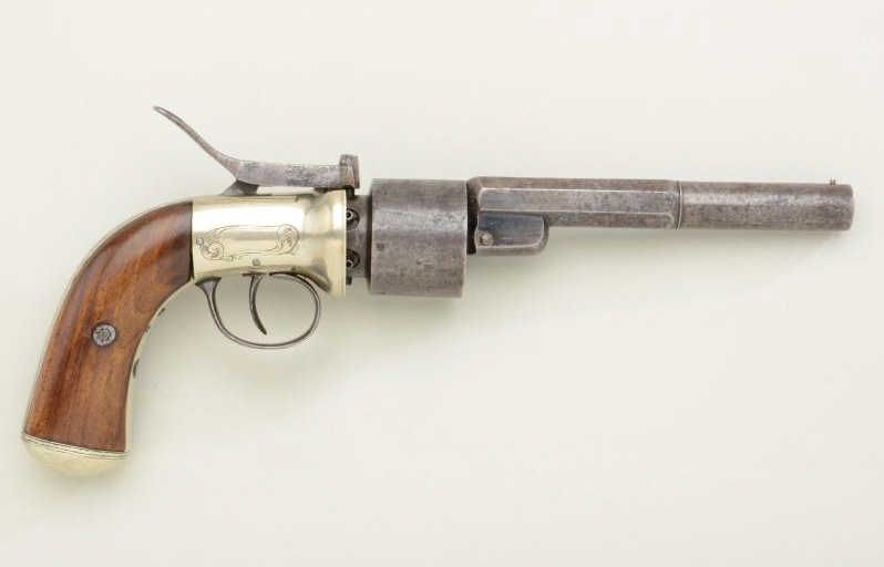 Belgian percussion revolver, 11mm cal., 5-1/4” half round/half octagon ...