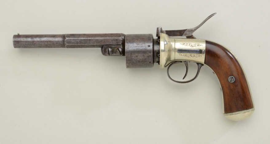 Belgian percussion revolver, 11mm cal., 5-1/4” half round/half octagon ...