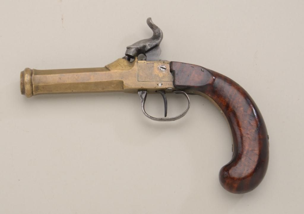 Center hammer percussion pistol, circa about 1850, with American tiger ...