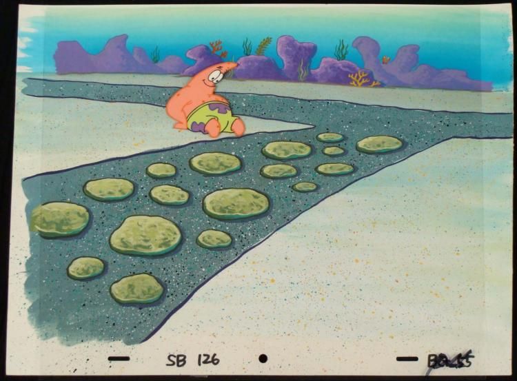 Orig SpongeBob Animation Cel, Background Patrick Lounge
