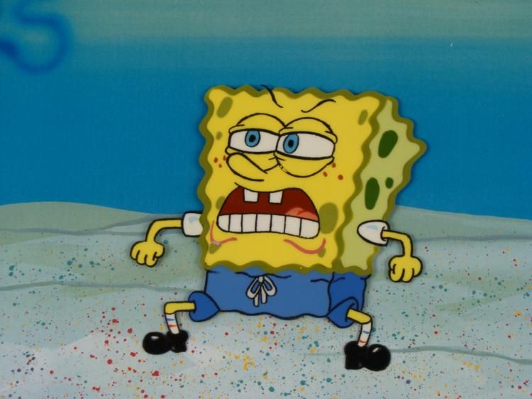 Original SpongeBob Animation Cel & Background Sneeze