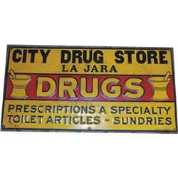 early enamel City Drug Store sign