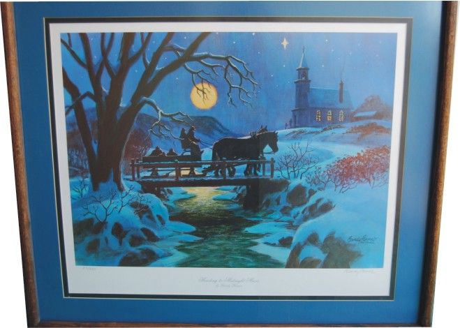 signed Randy Penner framed print, Heading to Midnite Mass