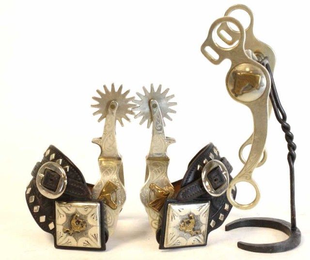 Matching Ricardo spurs and bit. Spurs inside marked, engraved and ...