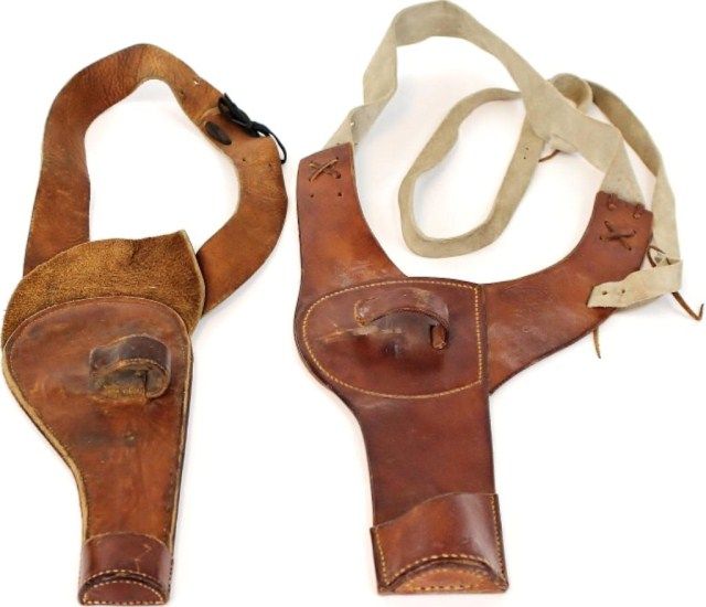 Collection of 2 skeleton leather holster rigs includes very good ...