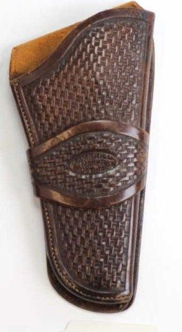 A W Brill basket stamped single loop holster showing fine condition.