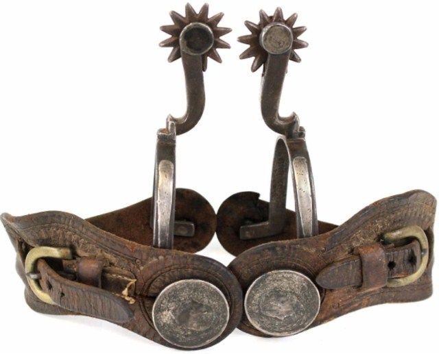 Pair of bottle opener Tapia style spurs stamped hand forged in inner ...